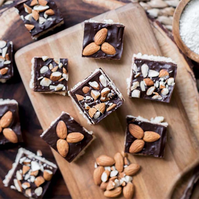 3-Layer Chocolate Almond Coconut Candy Bars – Whisk In Wellness